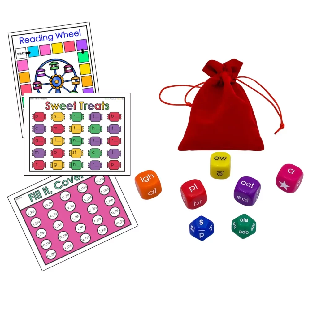 Phonics Dice & Game Board Set - Vowel Teams & Silent e - PDX Reading ...