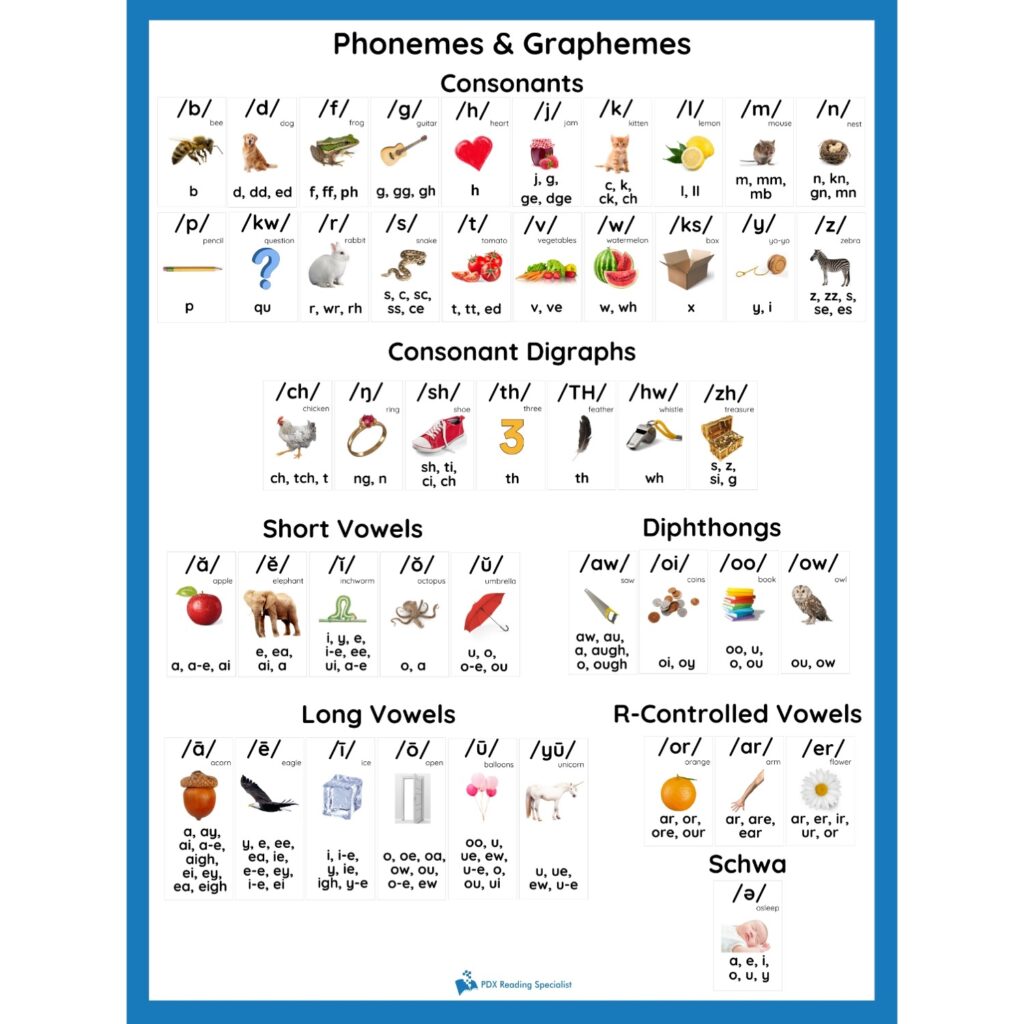 Phoneme & Grapheme Poster (Real Images) - PDX Reading Specialist, LLC.